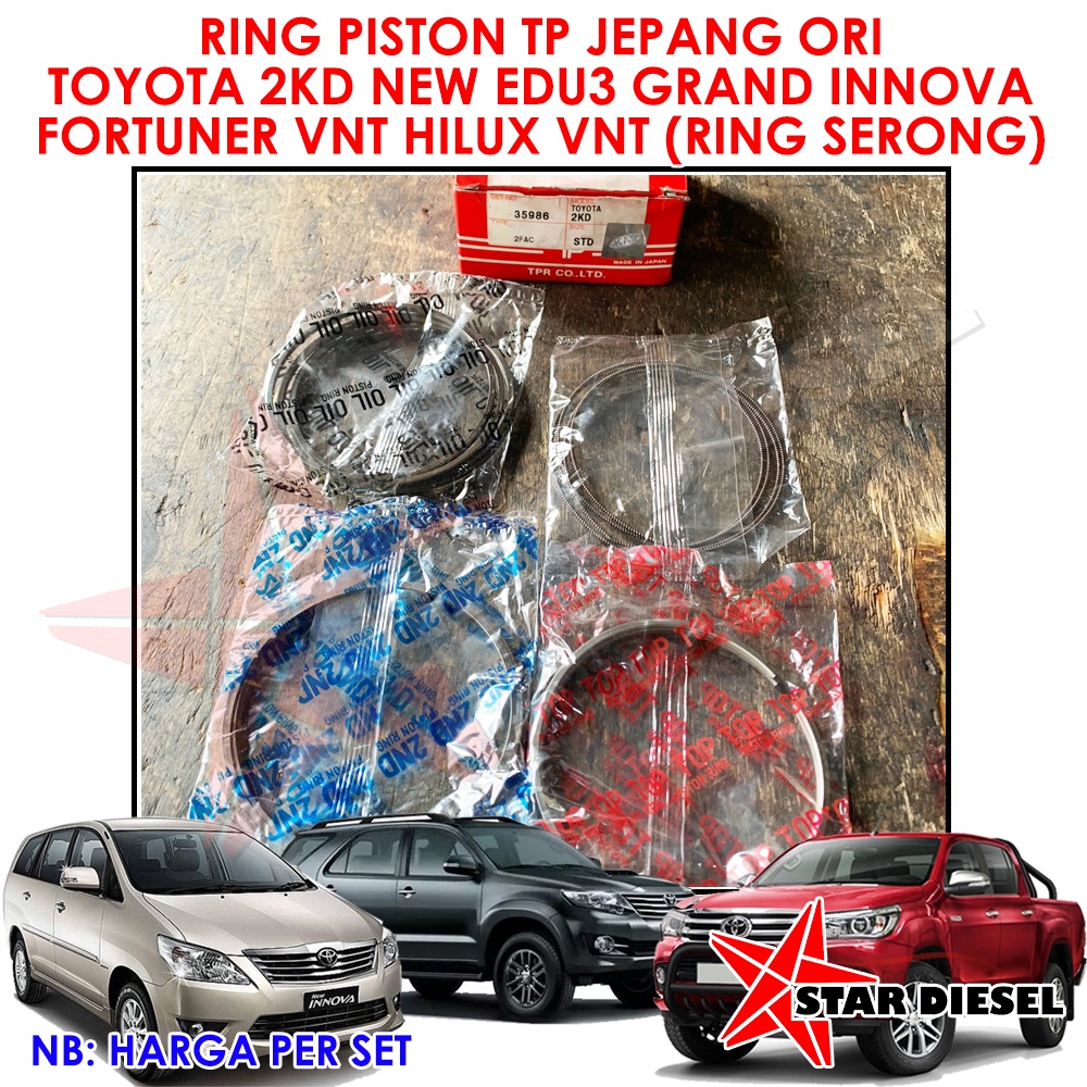 Jual RING PISTON TP JEPANG ORI TOYOTA 2KD NEW EDU3 GRAND INNOVA ...