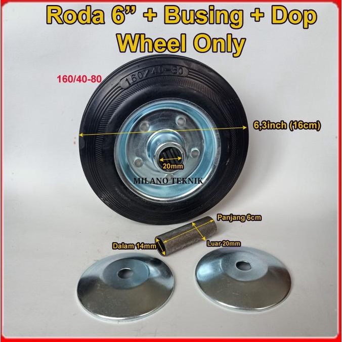 Jual Roda Trolley 8" inch Wheel Only/Roda Karet/Roda Lori/ Roda Gerobak ...