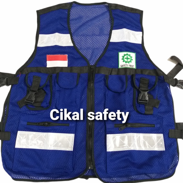 Jual Rompi Rompi Safety Jaring 6 Kantong Merah Bordir Logo K3 Bendera ...