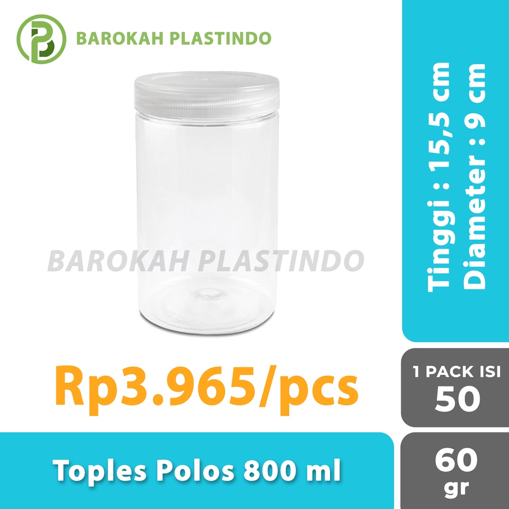 Jual [1 PACK] Toples Polos 800 ml / Toples Kue 800 ml / Toples Plastik ...