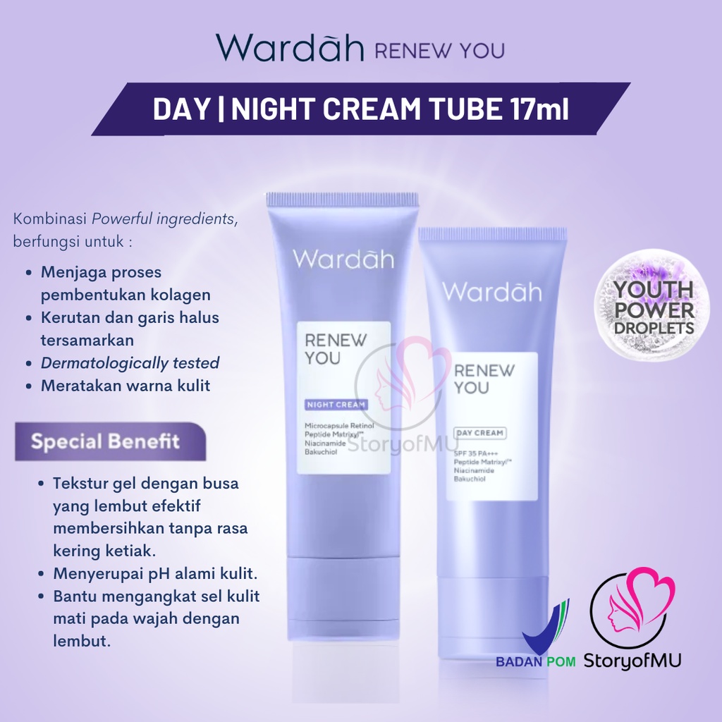Jual WARDAH Renew You Anti Aging Day | Night Cream Tube 15gr | Shopee ...