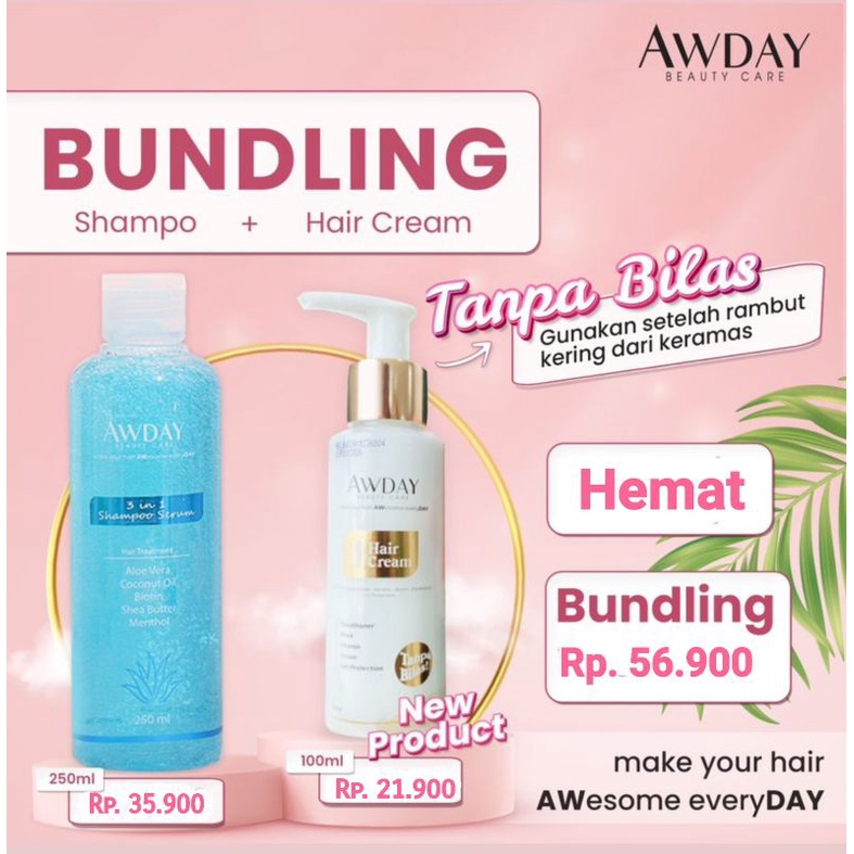 Jual Awday Shampoo 3 in 1 dan Hair Cream Cepat Menumbuhkan Rambut BPOM ...