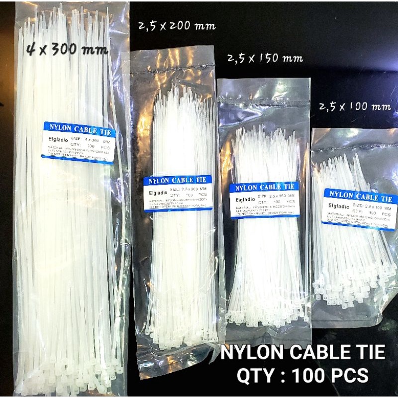 Jual bigta_Kabel Ties Putih 10cm / 15cm / 20cm / 30cm (1 pak isi 100pcs) | Shopee Indonesia