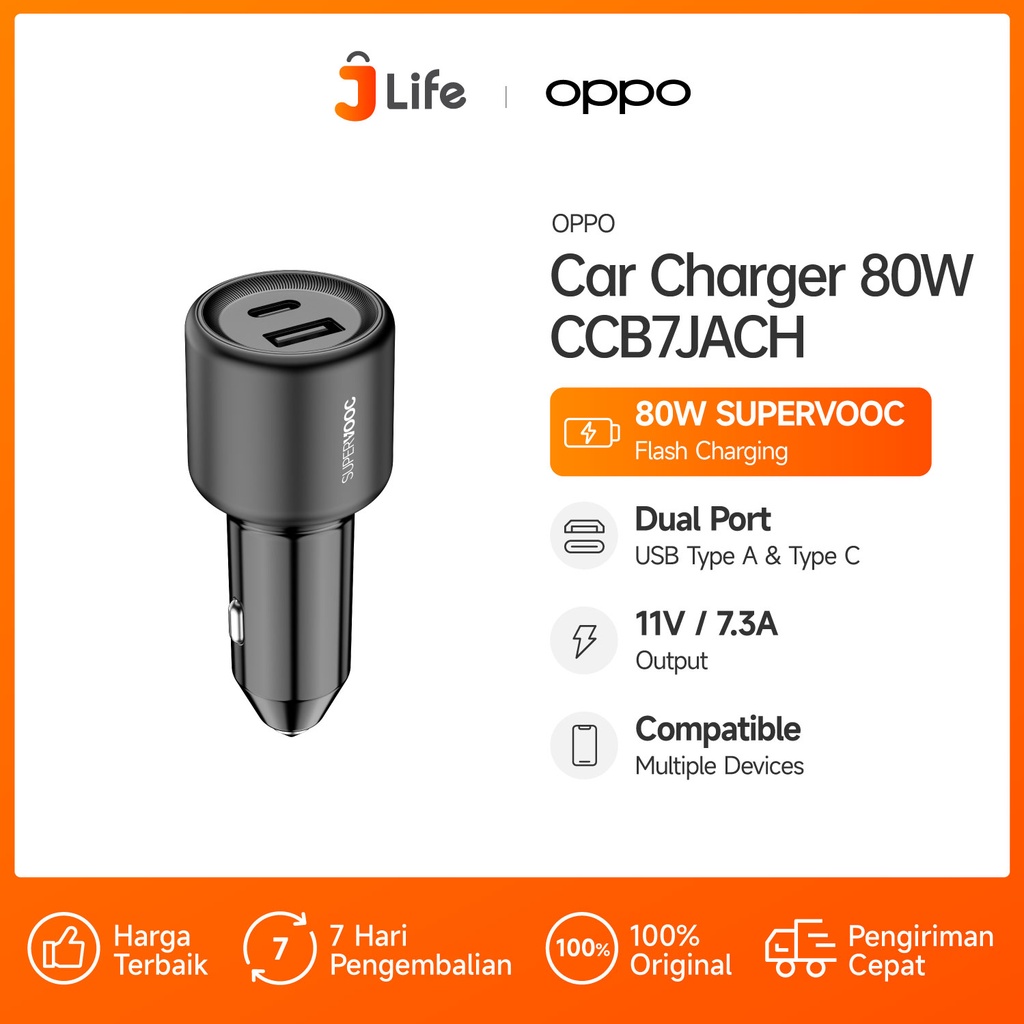 Jual Jlife - Oppo CAR CHARGER 80W CCB7JACH | Shopee Indonesia