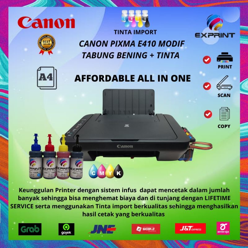 Jual Printer Canon Pixma E410 Print Scan Copy Infus Tabung Bening ...