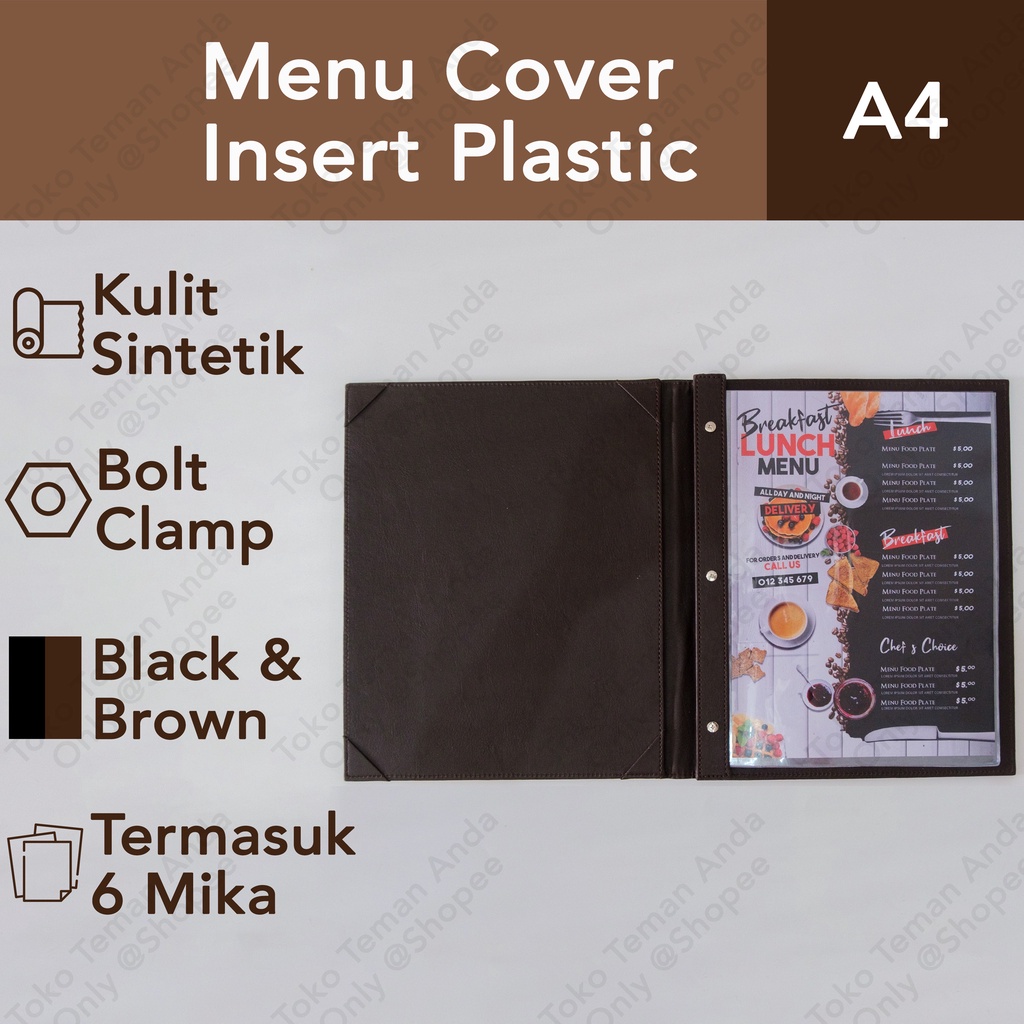 Jual Buku Menu Restoran Cafe Kulit A4 / Leather Menu Book Plastik Mika ...