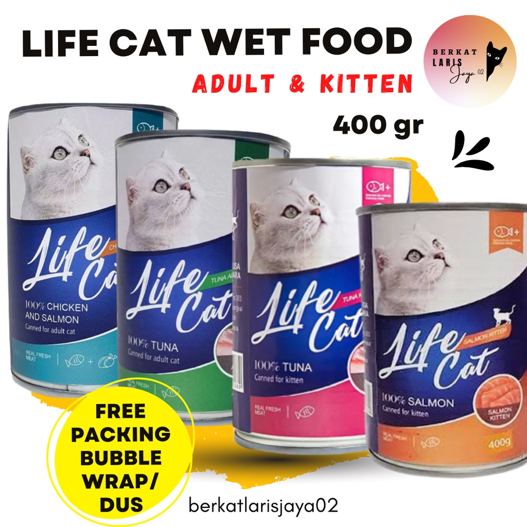 Jual MAKANAN BASAH KUCING ADULT & KITTEN WET FOOD LIFE CAT KALENG 400 ...