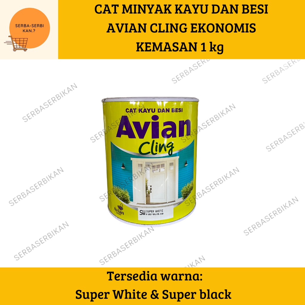 Jual CAT MINYAK KAYU & BESI AVIAN CLING SUPER WHITE & SUPER BLACK 1kg ...