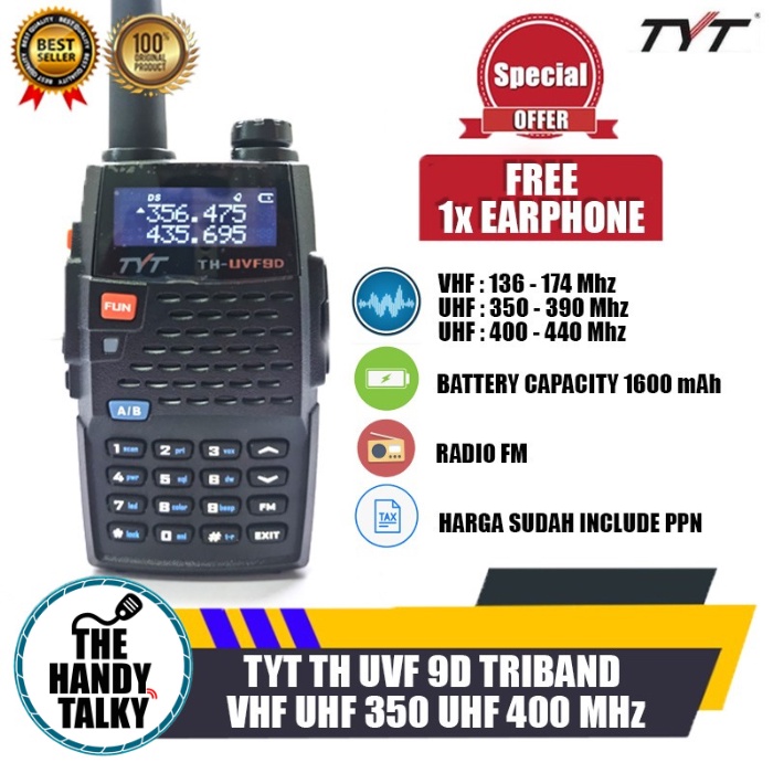 Jual TYT UV 9D UV9D TRIBAND VHF 136 UHF 400 350 HT TRIBAND HANDY TALKY ...