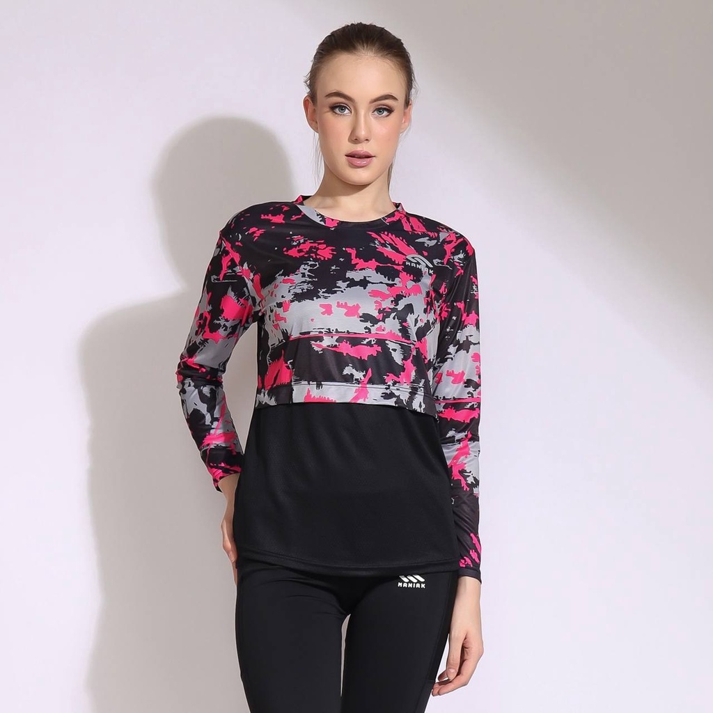 Jual MANIAK Baju Olahraga Running Wanita Kaos Lari Lengan Panjang Senam ...