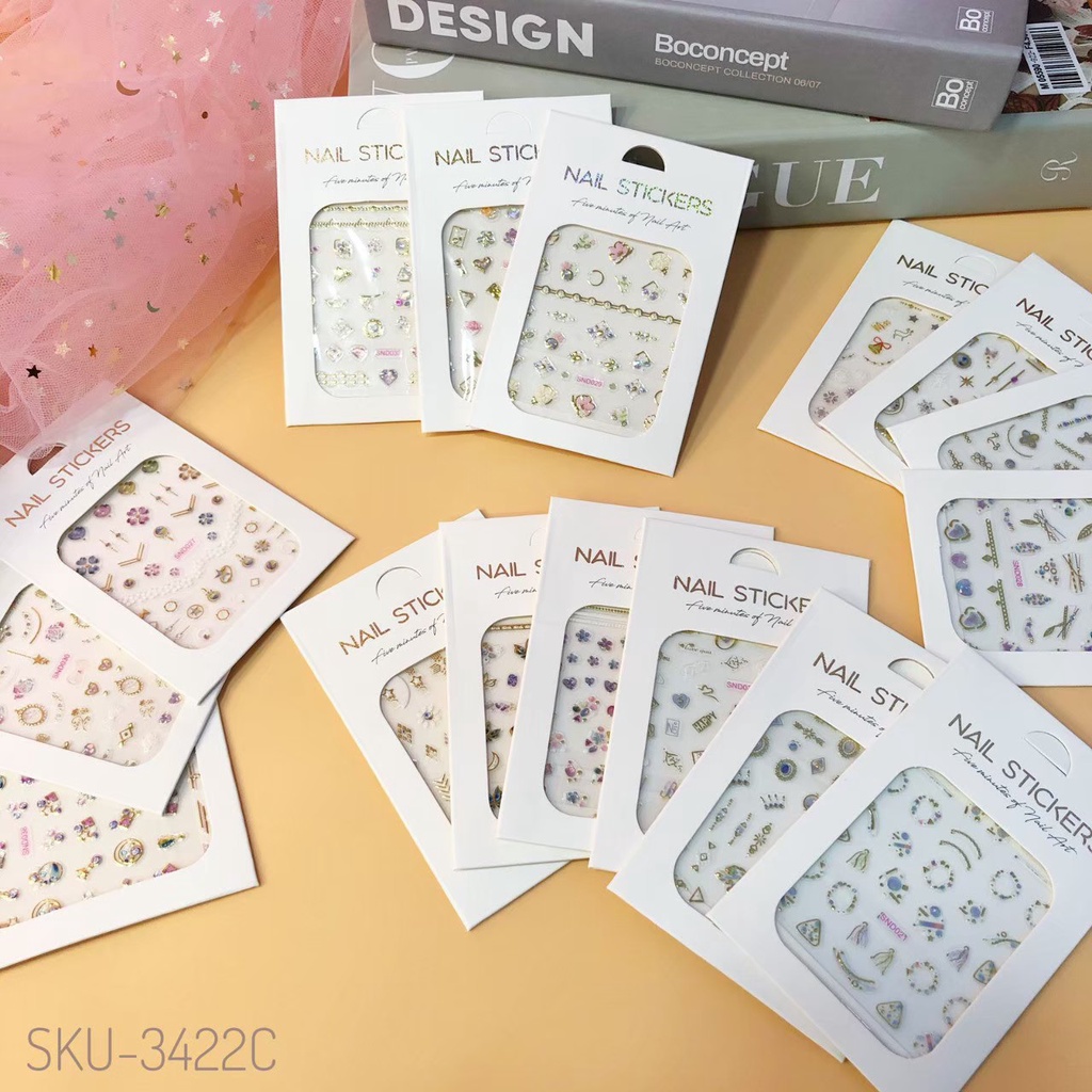 Jual stiker kuku 3d sticker nail art gold edition | Shopee Indonesia