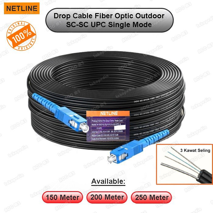 Jual Kabel Fiber Optic SC-SC Single Mode Outdoor 150M Netline | Shopee ...