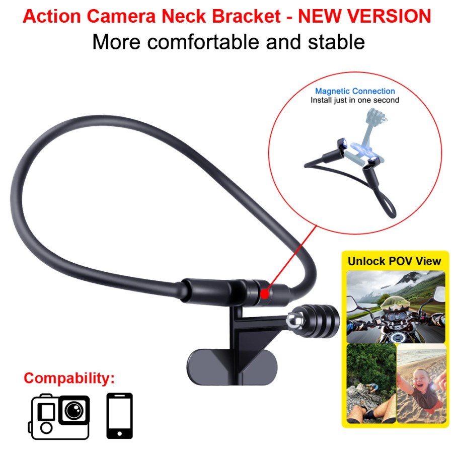 Jual POV MAGNETIC Neck Strap for Action Cam Smartphone Gopro Insta360 ...