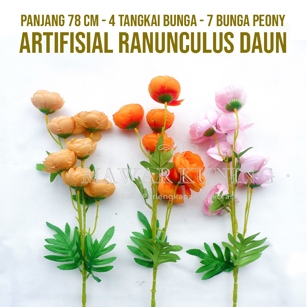 Jual [ 4 Tangkai ] Artifisial Ranunculus Daun / Artifisial Bunga ...