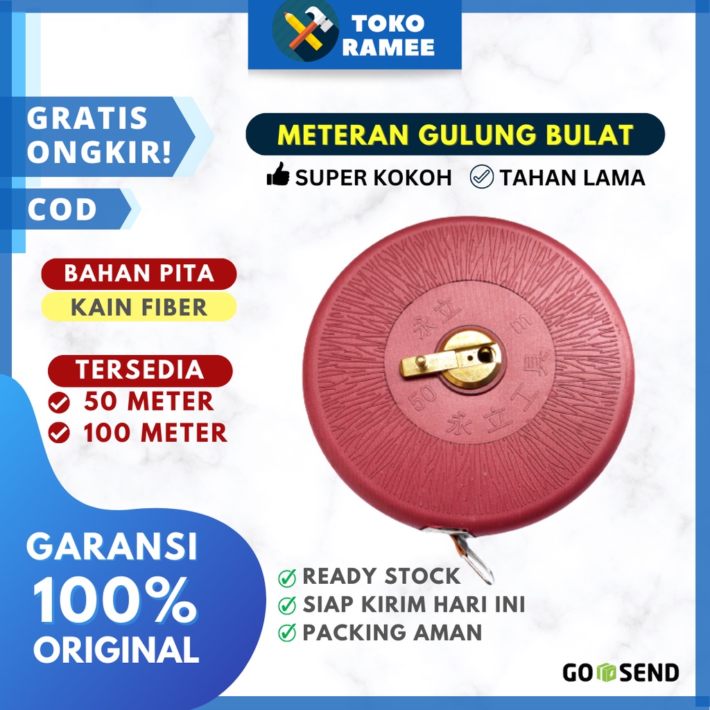 Jual Meteran Bulat / Meteran Tukang / Tanah / Bangunan Gulung Roll ...