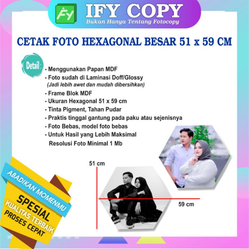 Jual CETAK FOTO HEXAGONAL BESAR 51x59 Cm | Shopee Indonesia