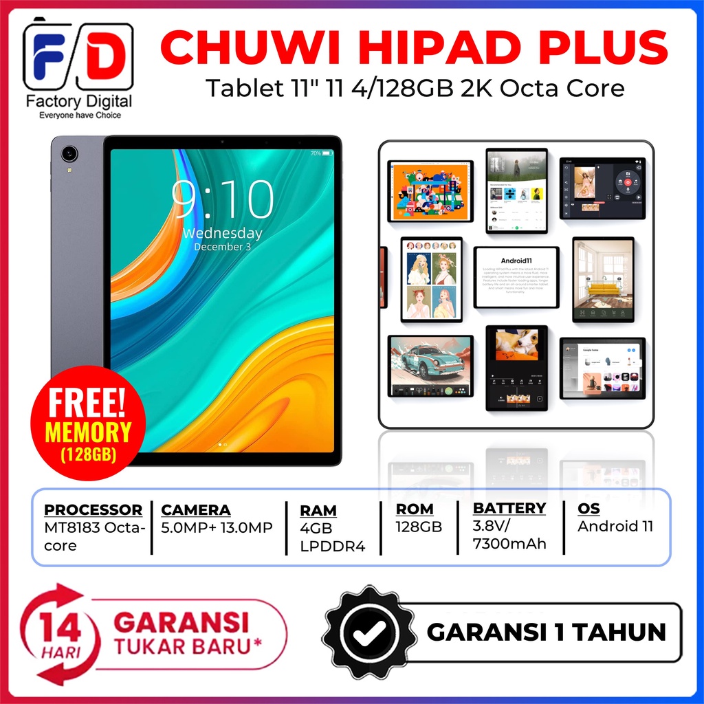 Jual Tablet Chuwi Hipad Plus 11" Android 11 4/128GB Full View 2K Octa ...