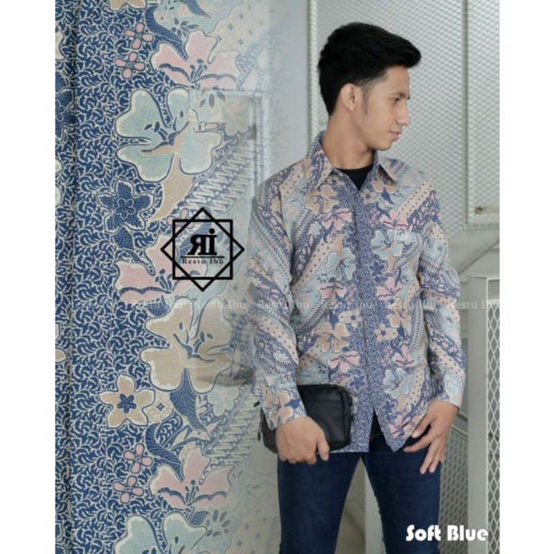 Jual sk- baju kebaya couple batik lamaran modern baby blue - kebaya modern tunangan - couple ...