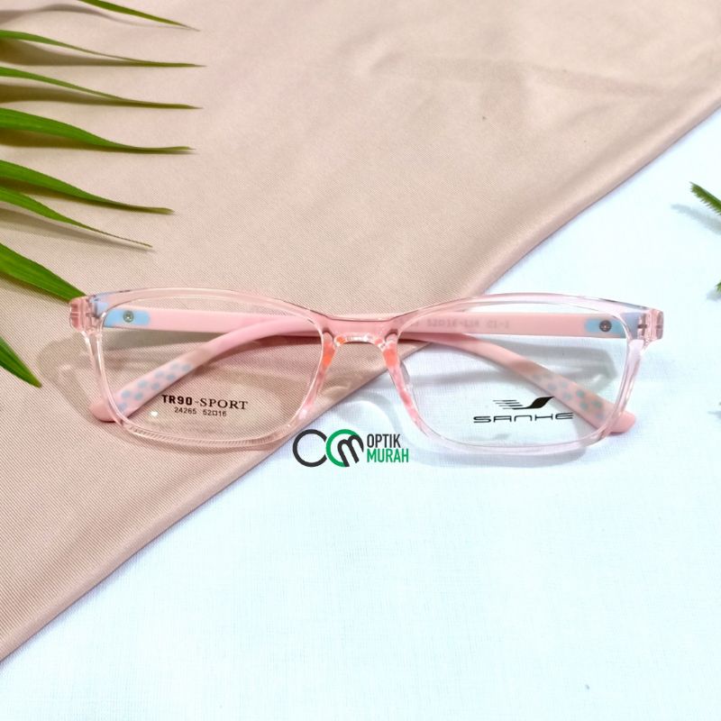 Jual Frame kacamata premium original cewek kotak pink transparan Sanhe ...