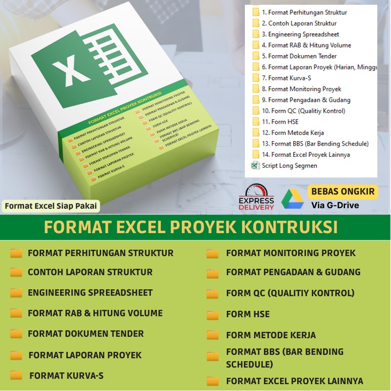 Jual Kumpulan File Proyek Sipil Konstruksi Arsitek Format Ms Excel ...