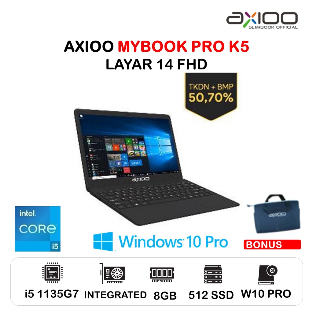 Jual Laptop AXIOO MYBOOK PRO K5 (8N5) i5 1135G7 8GB 512SSD W10 PRO ...