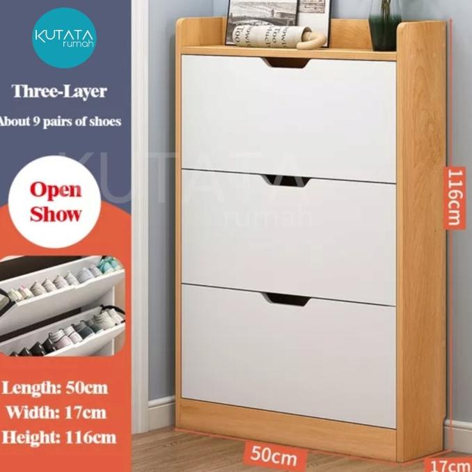 Jual DIY Lemari Rak Sepatu Kayu minimalis Flip Design/Tempat Sepatu ...