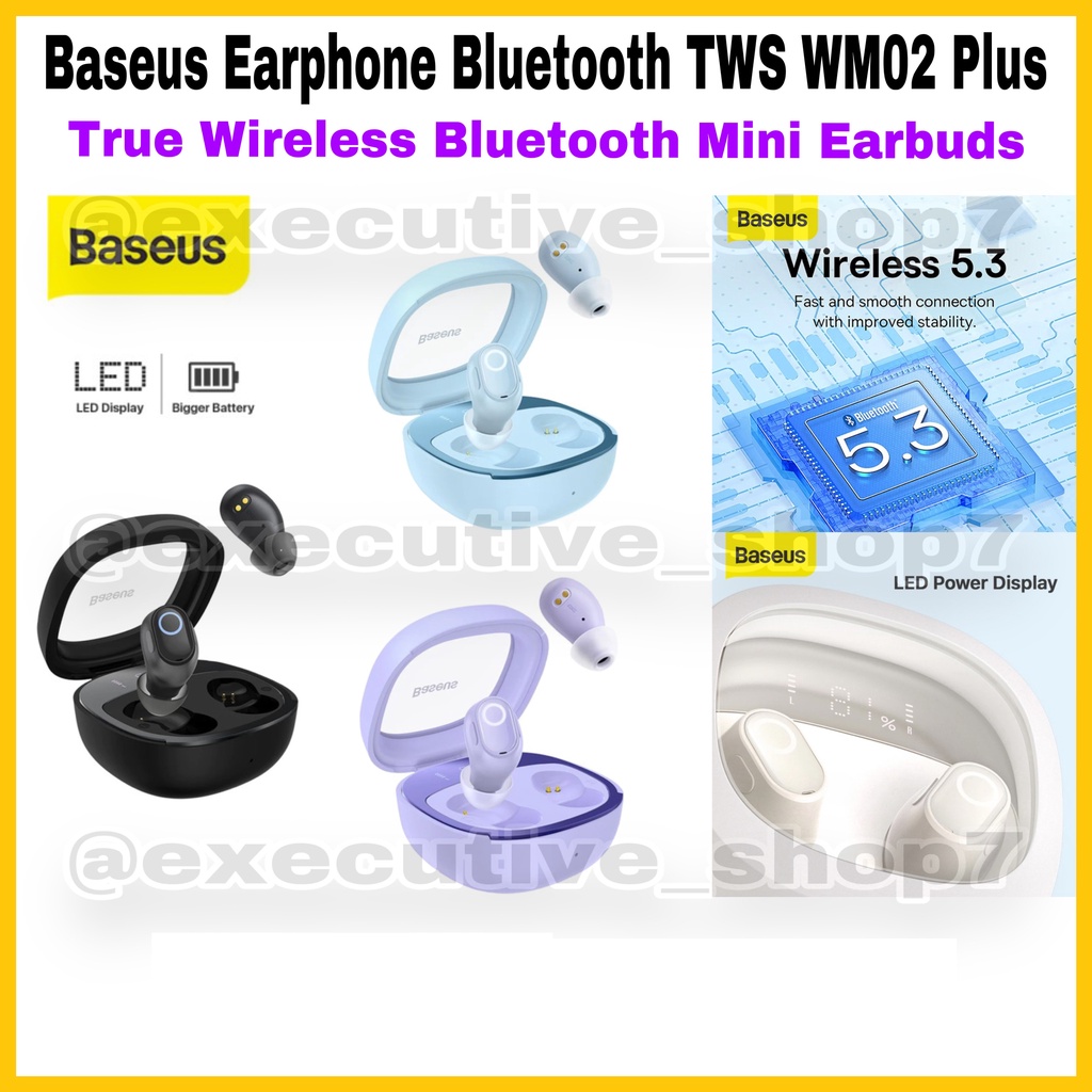 Jual Baseus Earphone Bluetooth TWS WM02 Plus - True Wireless Bluetooth ...