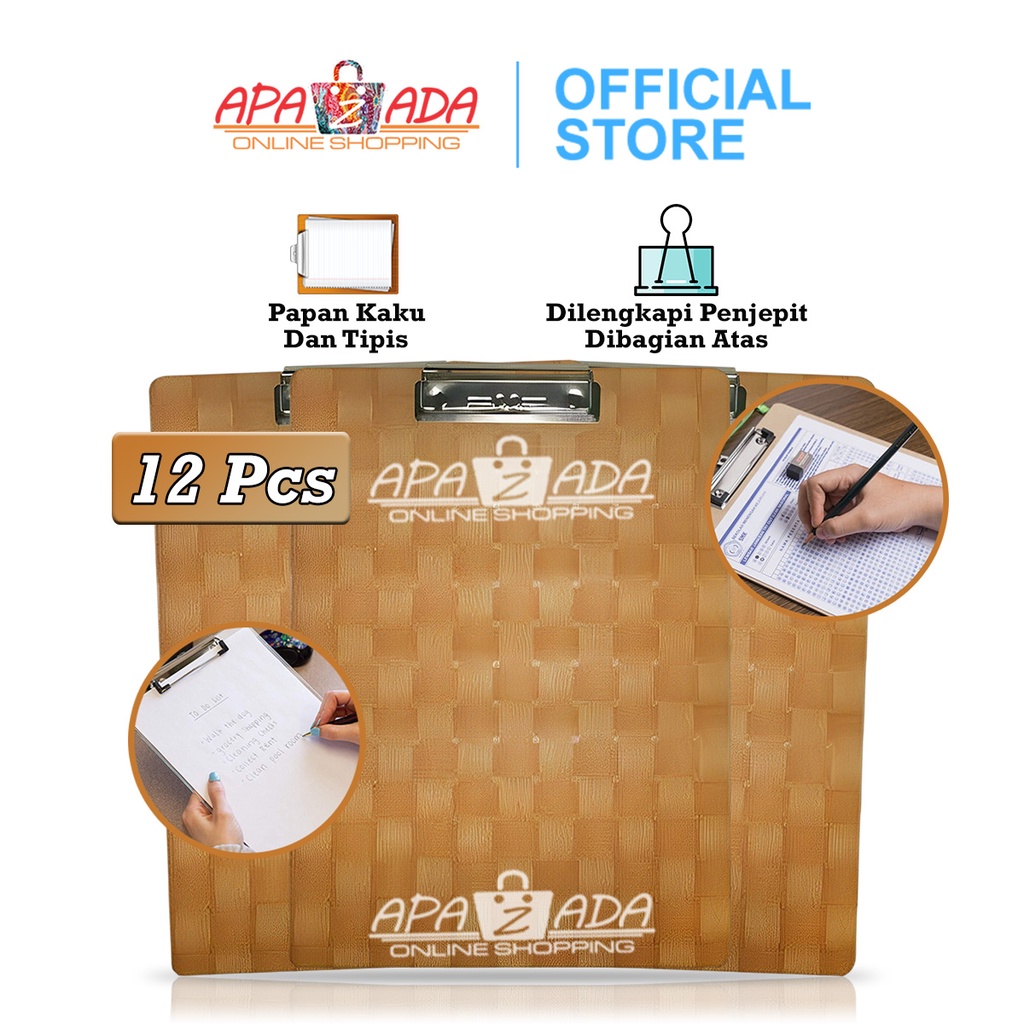 Jual Apazada Papan Jalan Kayu A4 Set 12 Pcs / Clipboard Folio / Alas ...