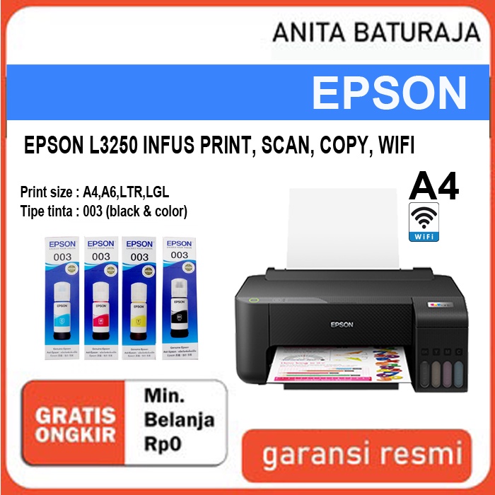 Jual PRINTER EPSON L3250 INFUS (PRINT,SCAN,COPY A4) WIFI | Shopee Indonesia