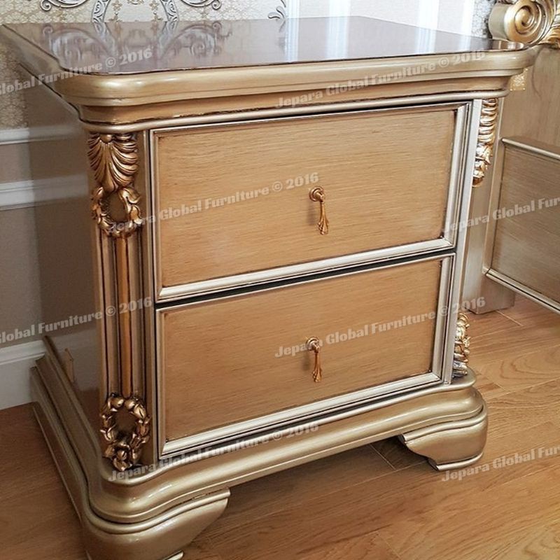 Jual Nakas Bedside Rose gold ukir laci 2 french ( bedside laci, nakas ...