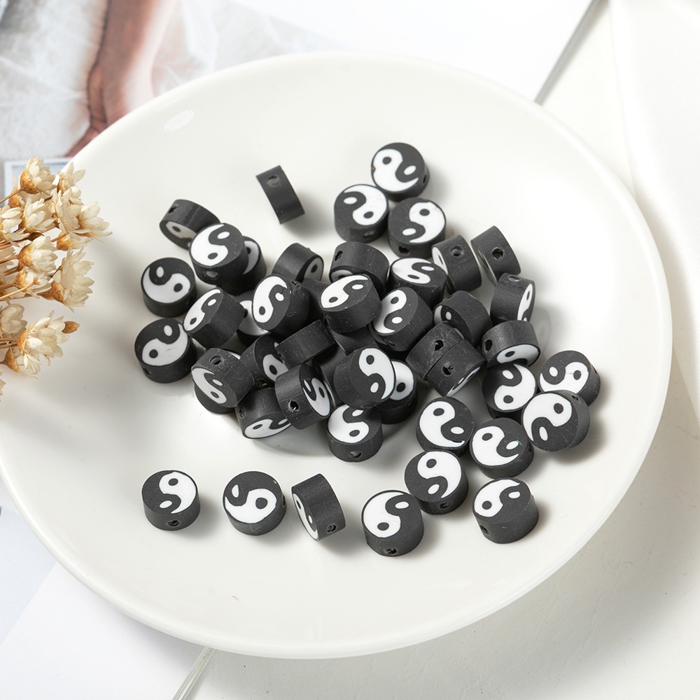 Jual 10 pcs Manik-manik Mote Polymer Clay YIN YANG BULAT | Shopee Indonesia