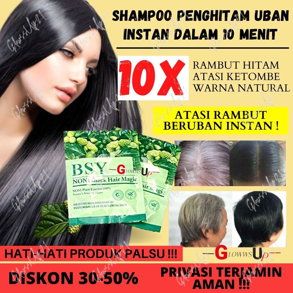 Jual SAMPO PENGHITAM RAMBUT UBAN BSY NONI MAGIC BLACK HAIR SHAMPO HALAL ...
