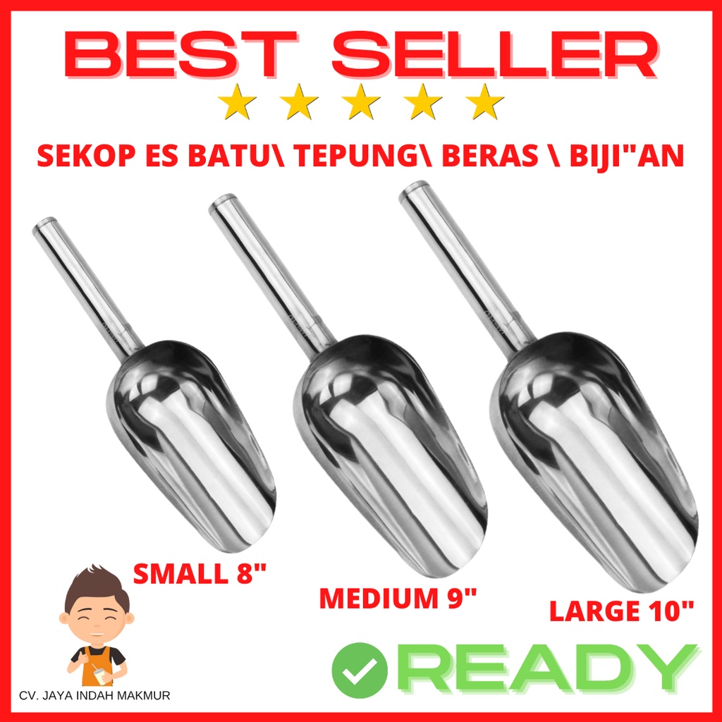 Jual Sendok Skop Es Batu Stainless 8' 9' 10 11 inch / 22 CM Beras Gula ...