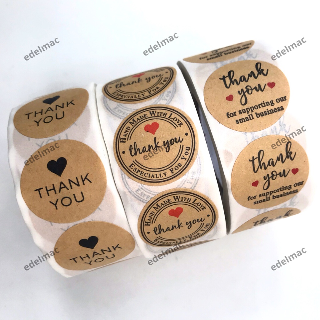 Jual Roll [500pcs] Stiker Terima Kasih | Thank You Sticker Handmade ...