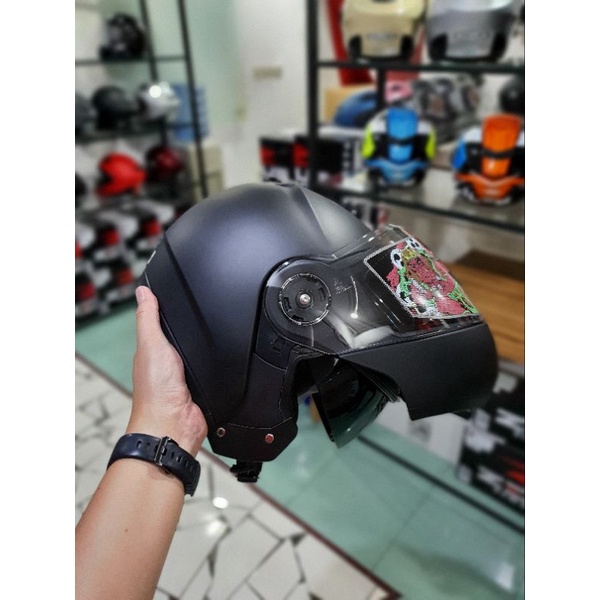 Jual ZEUS ZS 3050 MATT BLACK HELM MODULAR FLIP UP HITAM DOFF DOUBLE VISOR TOURING | Shopee Indonesia