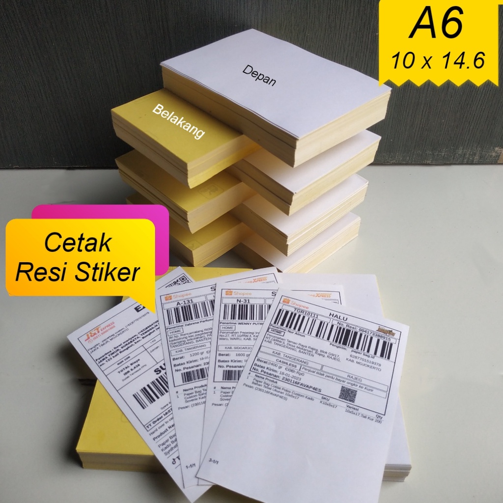 Jual Stiker Label Resi Ukuran A6 Dengan Printer Rumahan | Shopee Indonesia