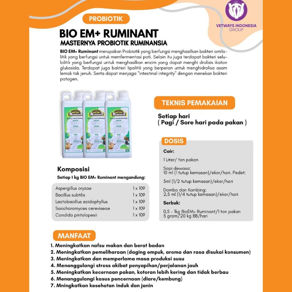 Jual Bio Em 1Kg Free Ruminant 1 Liter Probiotikternak Sapi Kambing ...