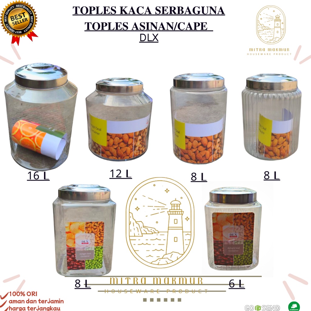 Jual TOPLES DLX KACA KEDAP UDARA ASINAN KAFE 6 8 9 10 13 15 LITER ...
