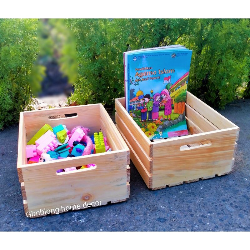 Jual Tempat Buku | Kotak Kayu Serbaguna | Storage box | Shopee Indonesia