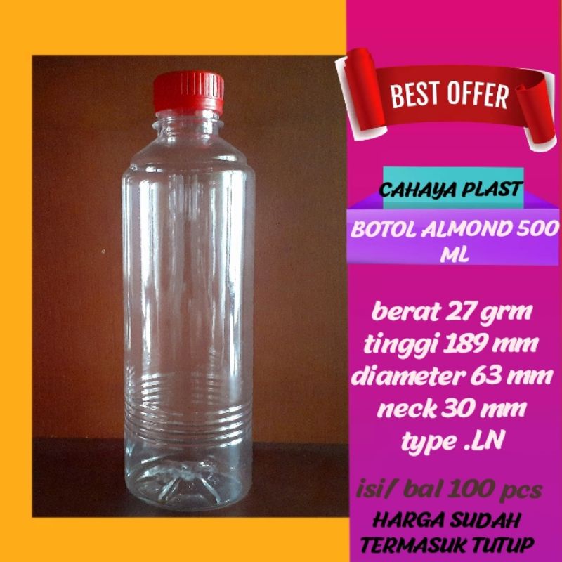 Jual Botol Almond 500Ml-Botol Plastik 500Ml-Botol Jus 500ML | Shopee ...
