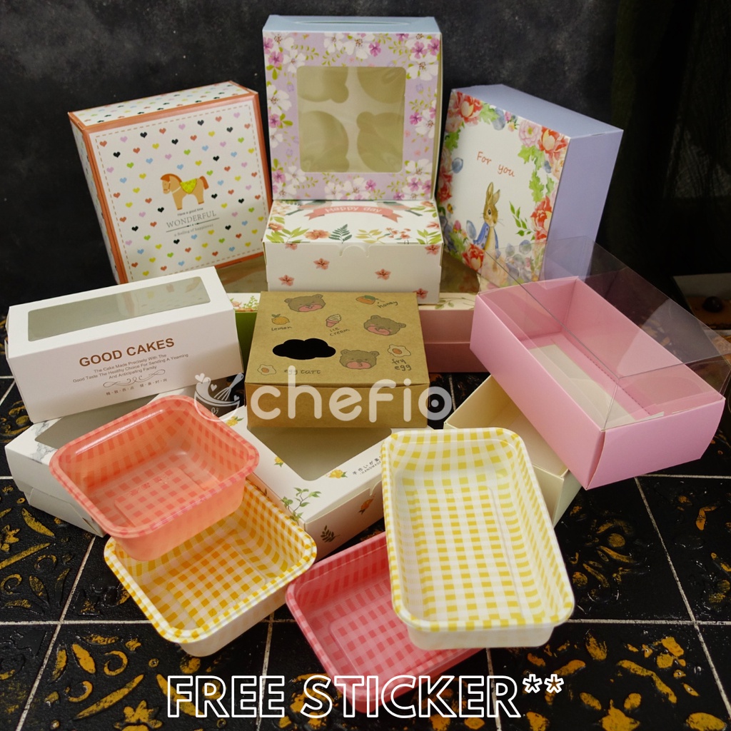 Jual Kotak Kue Mika Paper Cake Box Korean Lunch Box Roti Donat Bolu ...
