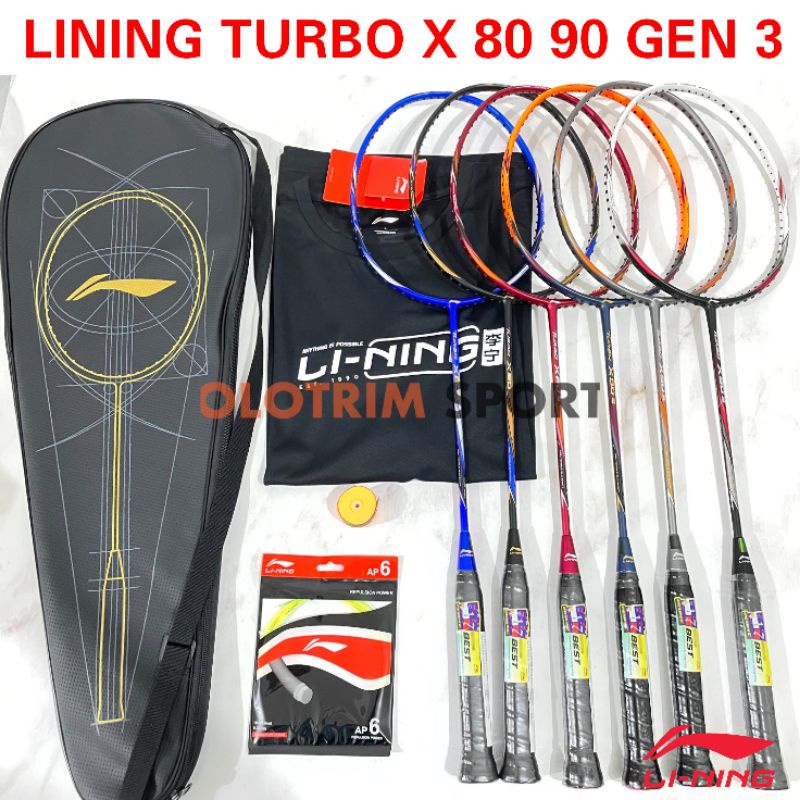 Jual Raket Lining Turbo X80 X90 X 80 90 Gen iii 3 Bonus Lengkap ...