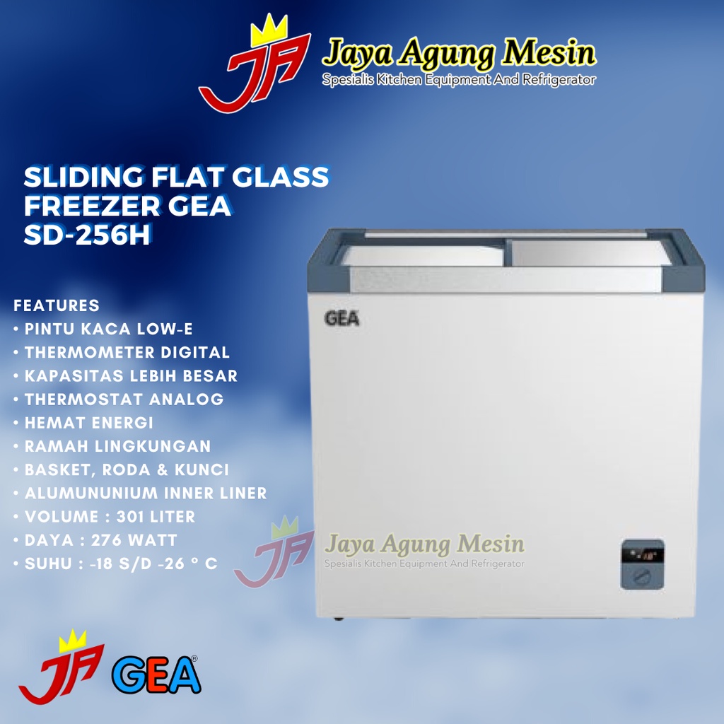 Jual GEA Sliding Flat Glass Freezer SD-256H / Sliding Freezer 300 Liter ...