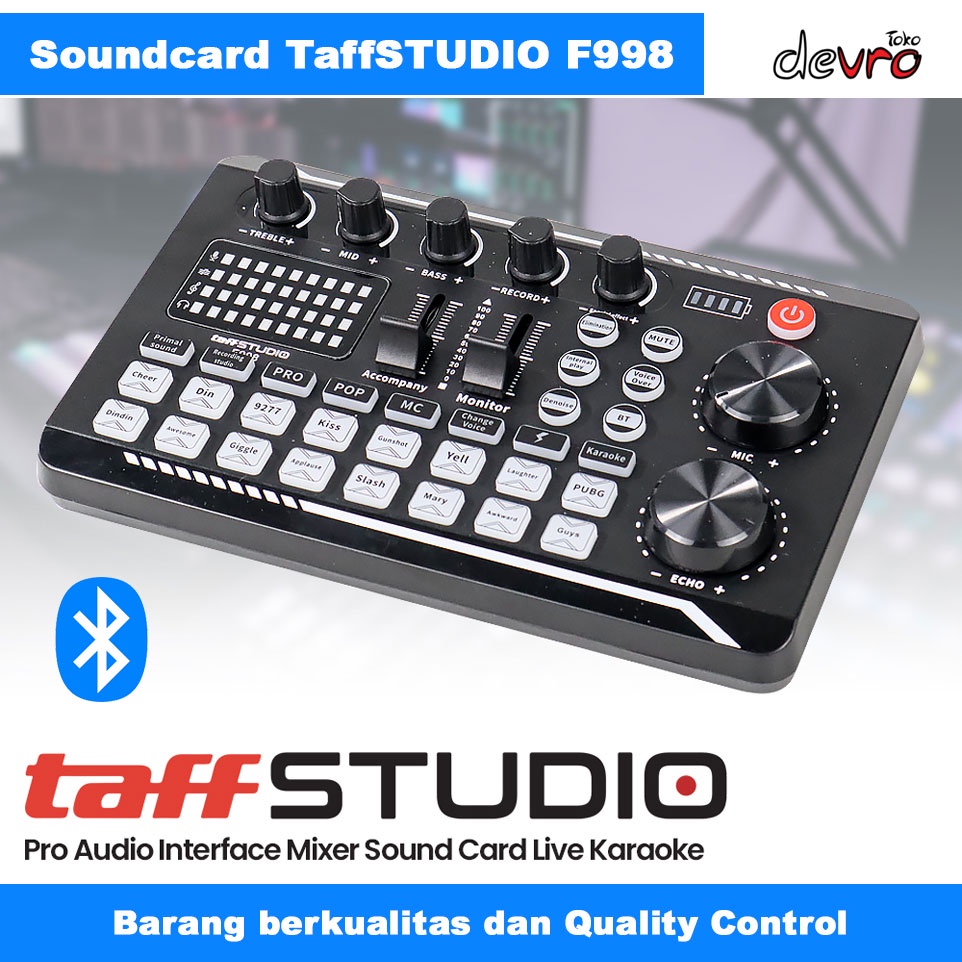 Jual TaffSTUDIO Pro Audio Bluetooth Mixer Sound Card Live Broadcast Karaoke - Soundcard - F998 ...