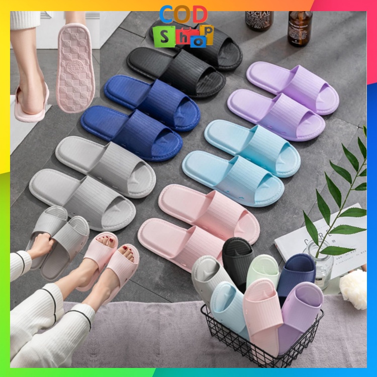 Jual COD - S5435 Sendal Rumah Berkualitas Motif Garis / Sandal Slop ...