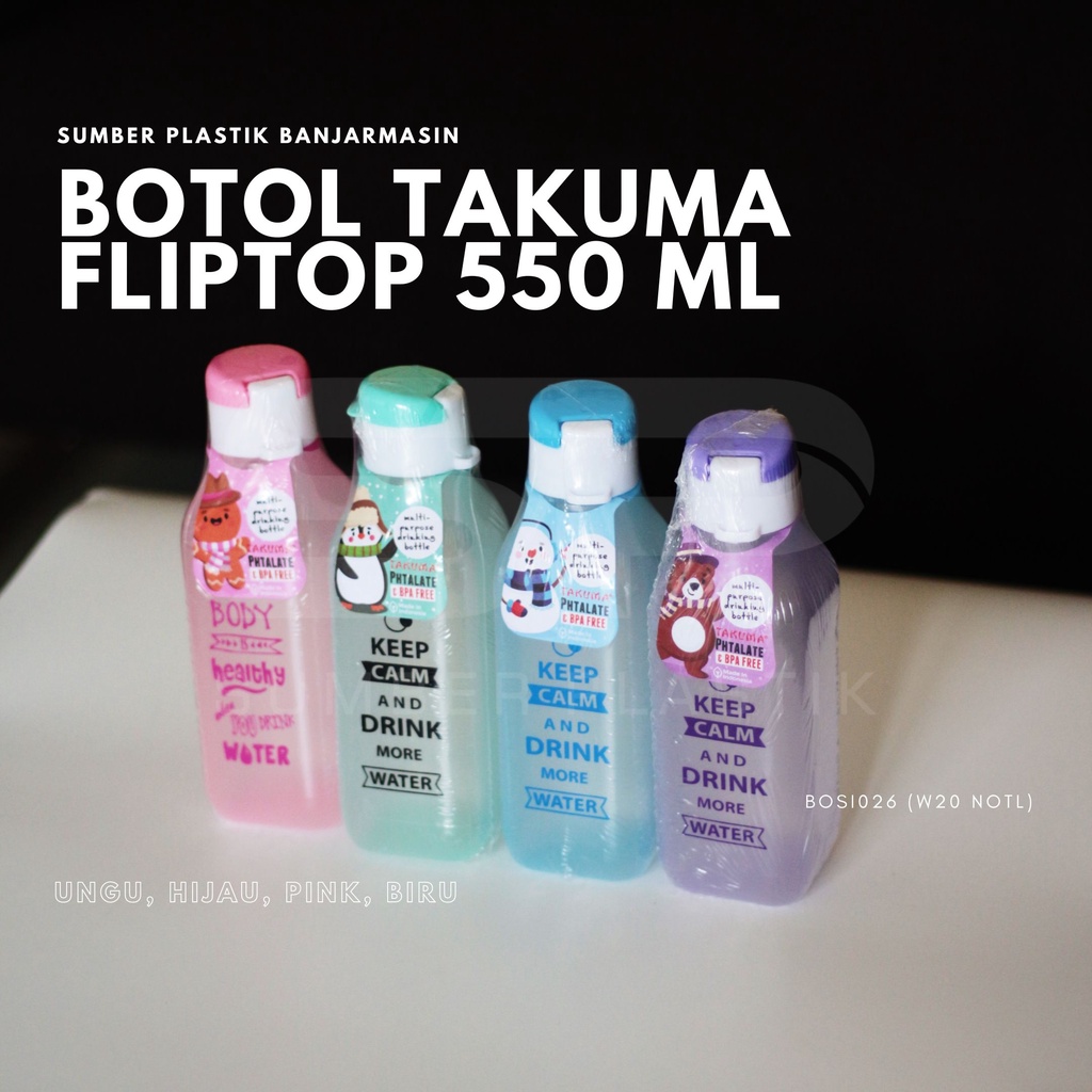 Jual Botol Minum Plastik Botol Air Takuma Fliptop Segi 550 ml Kotak ...