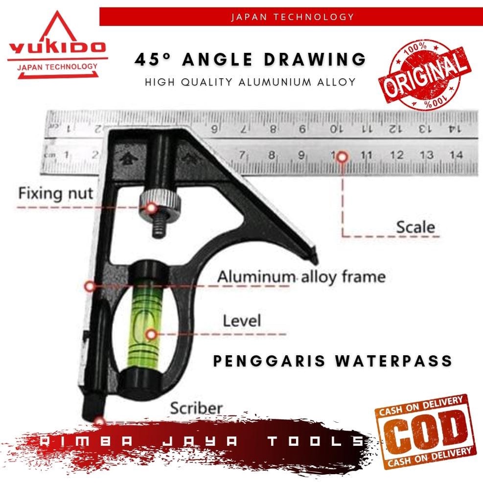 Jual Penggaris Siku L Waterpass 30CM Kombinasi Square Ruler Sudut ...