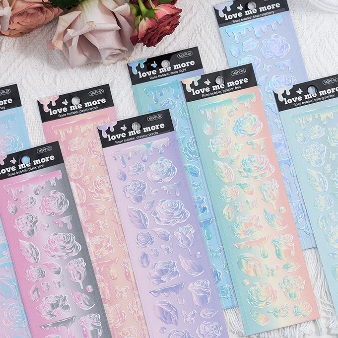 Jual [kstuffind] Sticker Bunga Mawar Gradiant Rose Flowers Colorful ...