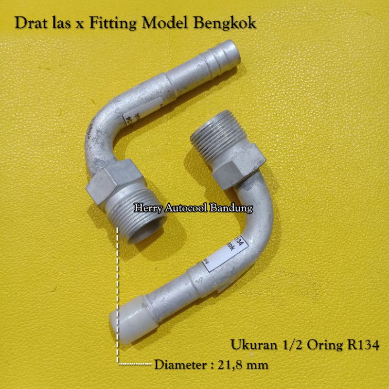 Jual Drat Las x fitting Model Bengkok Ukuran 1/2 Oring R134 alumunium ...