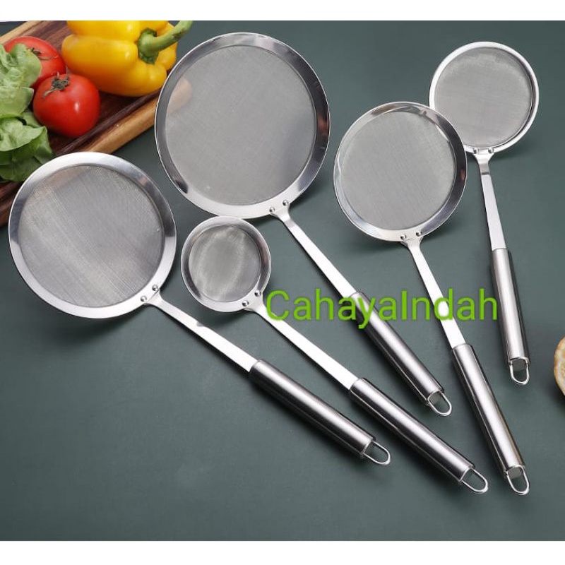 Jual Saringan Minyak Halus Gagang Bulat/Saringan Tepung Stainless ...